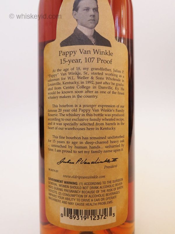 pappy_van_winkle_15_single_barrel_back_label | whiskey id - identify ...