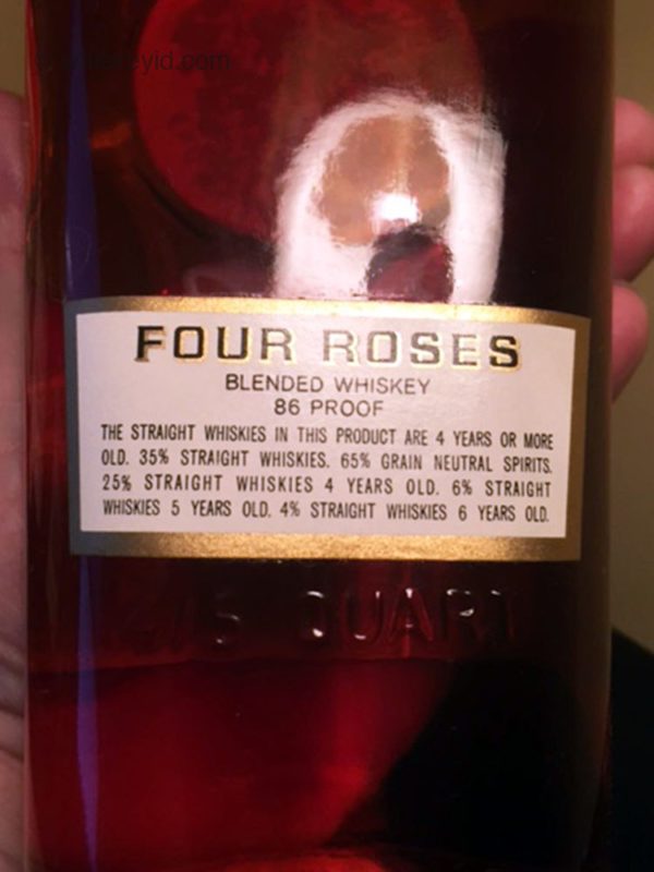 four_roses_blended_whiskey_1965_back_label | whiskey id - identify ...