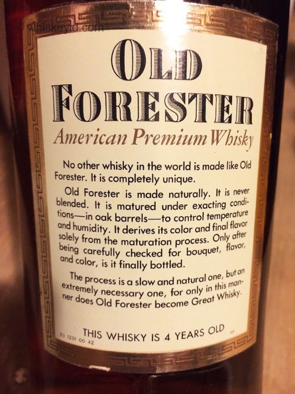 old_forester_4yr_86_proof_bourbon_1978_back_label | whiskey id ...