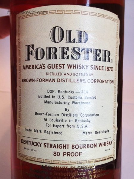 old_forester_80pf_1977_back_label | whiskey id - identify vintage and ...