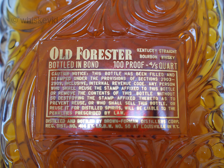 old_forester_bonded_bourbon_decanter_1948-1952_back_label | whiskey id ...
