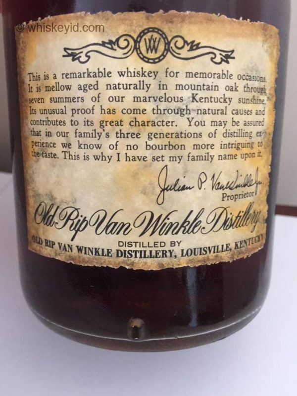 old_rip_van_winkle_7_year_bourbon_1974_back_label | whiskey id ...