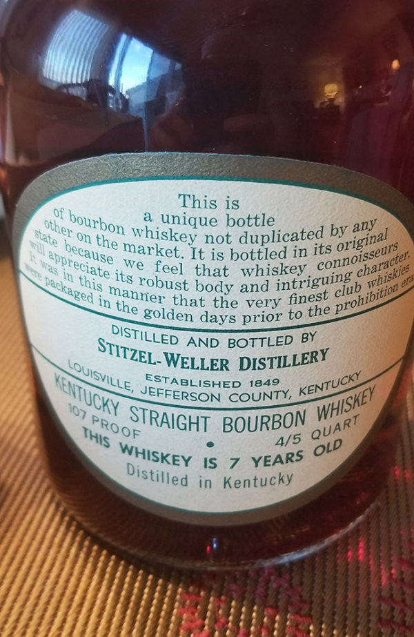 old_weller_original_7yr_107pf_1960_back_label | whiskey id - identify ...