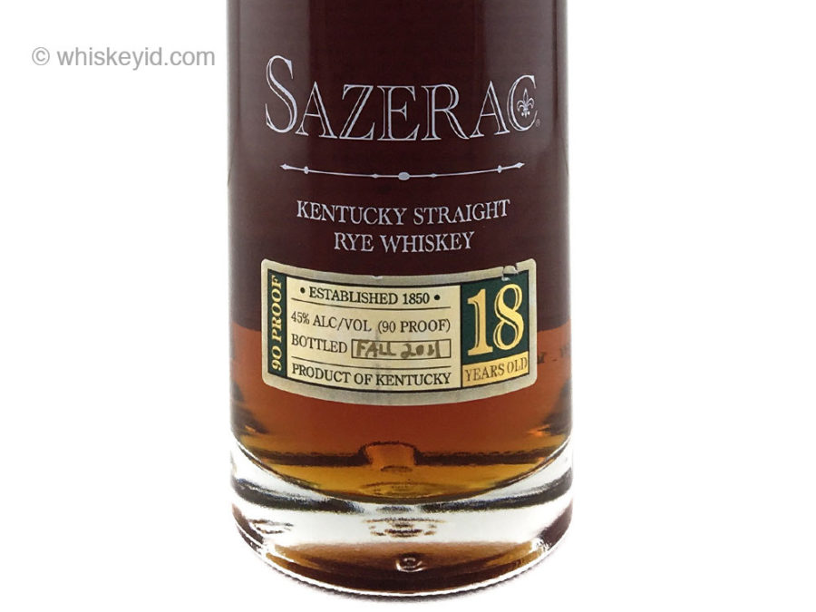 sazerac_18_year_rye_2011_label | whiskey id - identify vintage and ...